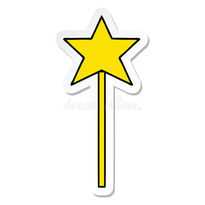 Sticker of a Cute Cartoon Star Wand Stock Vector - Illustration of ...