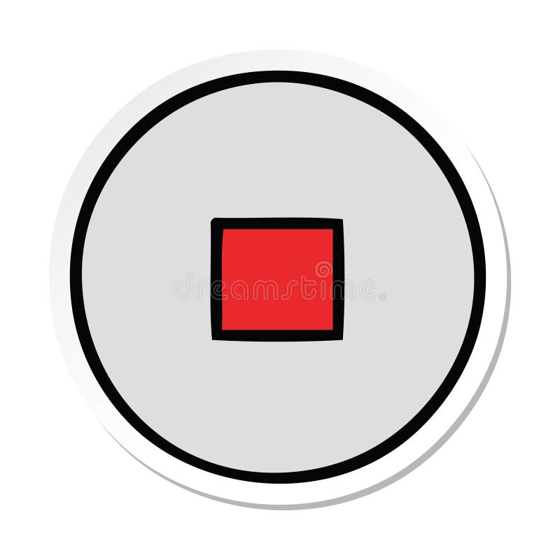 Sticker of a Cute Cartoon Stop Button Stock Vector - Illustration of ...