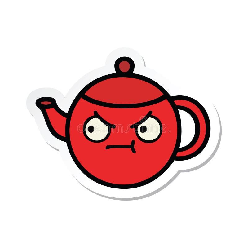 Sticker of a Cute Cartoon Teapot Stock Vector - Illustration of drink ...