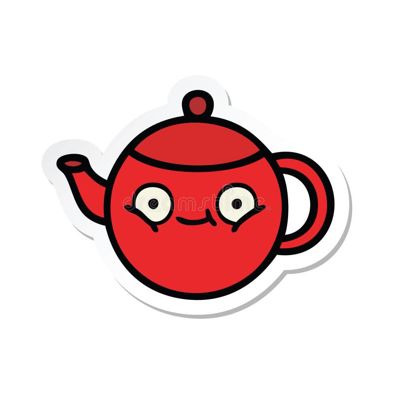 Sticker of a Cute Cartoon Teapot Stock Vector - Illustration of ...