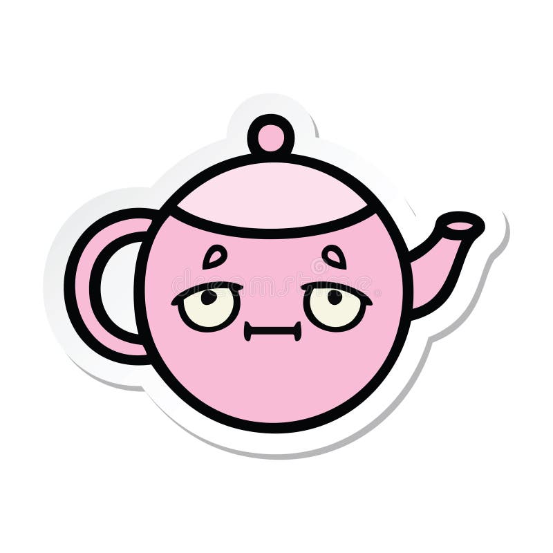Sticker of a Cute Cartoon Teapot Stock Vector - Illustration of sticker ...