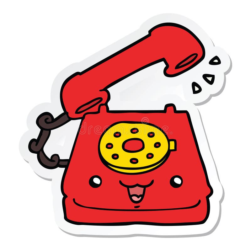 Sticker of a Cute Cartoon Telephone Stock Vector - Illustration of ...