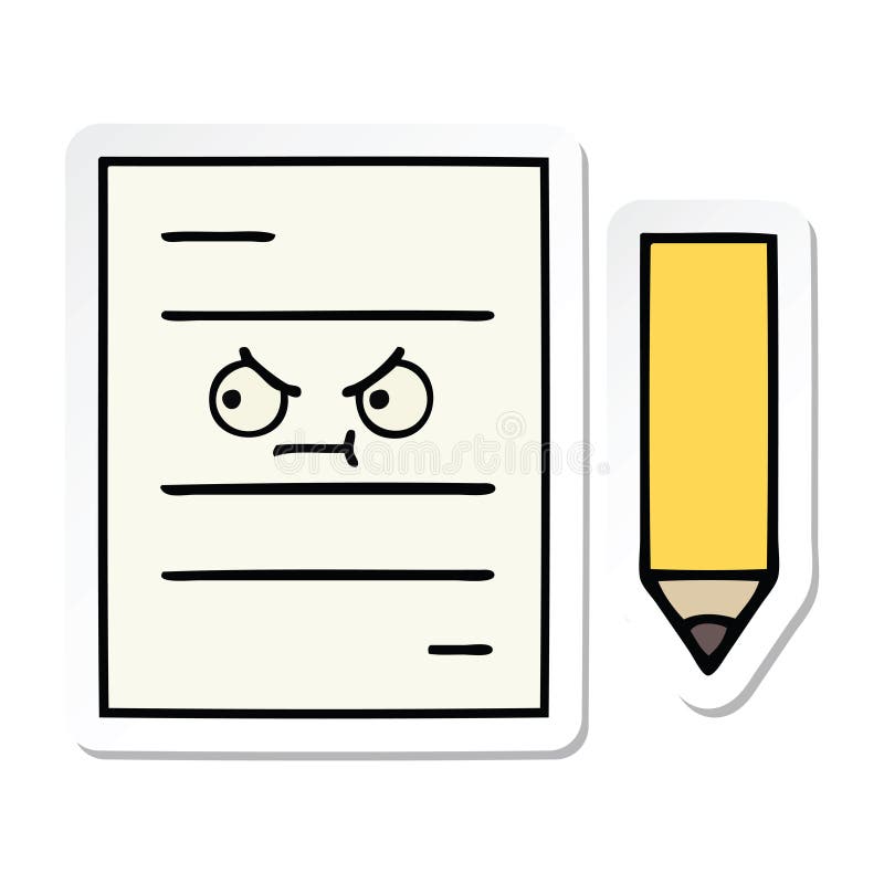 Sticker of a Cute Cartoon Test Paper Stock Vector - Illustration of ...