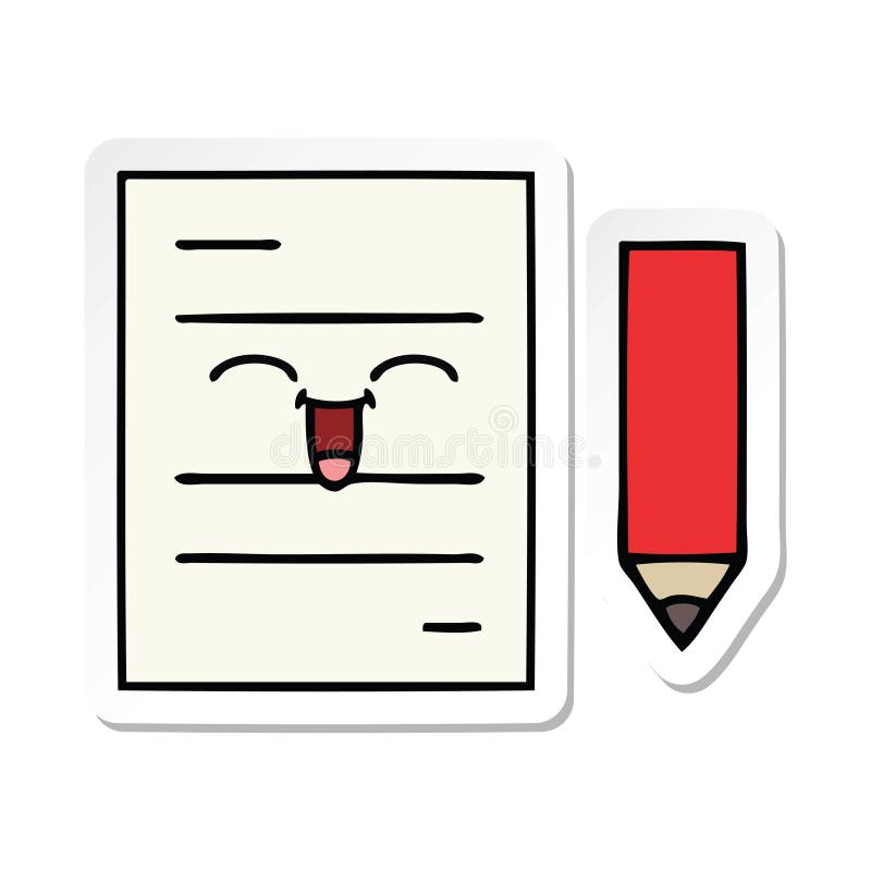 Sticker of a Cute Cartoon Test Paper Stock Vector - Illustration of ...