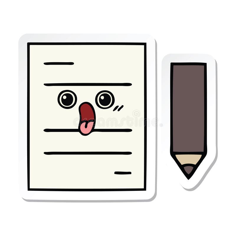 Sticker of a Cute Cartoon Test Paper Stock Vector - Illustration of ...