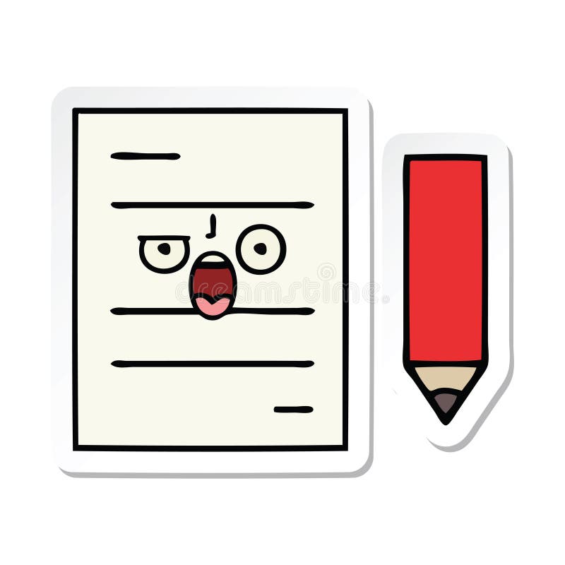 Sticker of a Cute Cartoon Test Paper Stock Vector - Illustration of ...