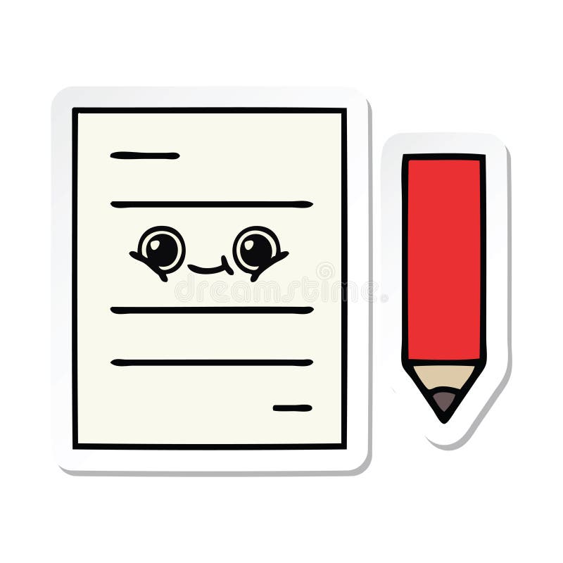 Sticker of a Cute Cartoon Test Paper Stock Vector - Illustration of ...