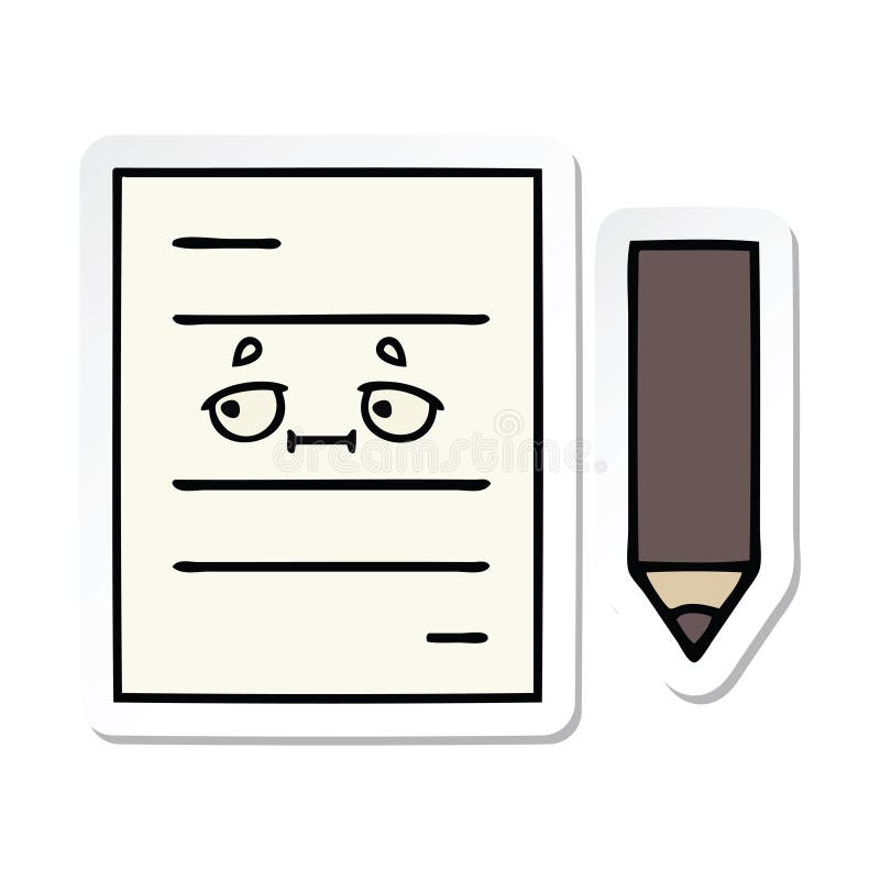 Sticker of a Cute Cartoon Test Paper Stock Vector - Illustration of ...
