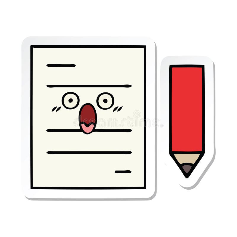 Sticker of a Cute Cartoon Test Paper Stock Vector - Illustration of ...