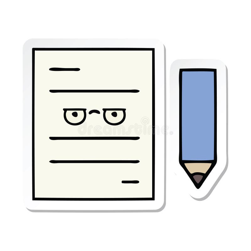 Sticker of a Cute Cartoon Test Paper Stock Vector - Illustration of ...