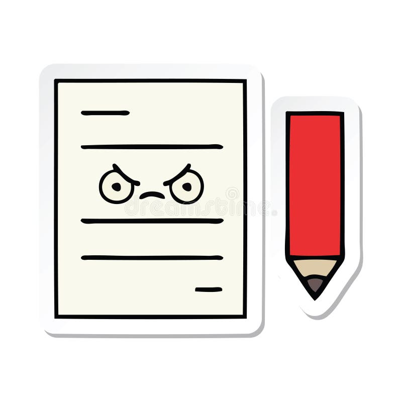 Sticker of a Cute Cartoon Test Paper Stock Vector - Illustration of ...