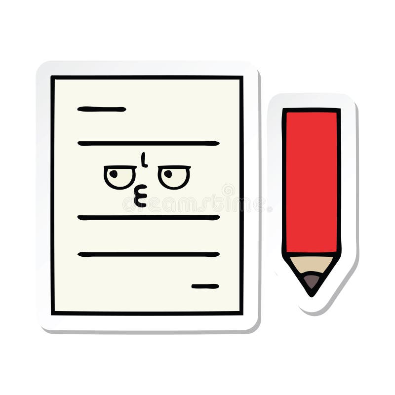 Sticker of a Cute Cartoon Test Paper Stock Vector - Illustration of ...