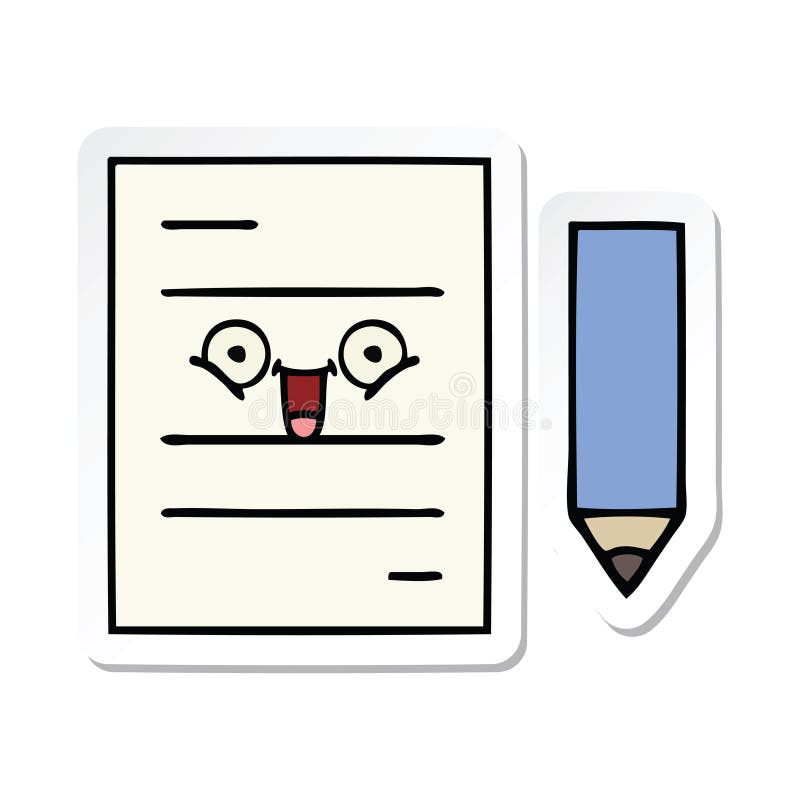 Sticker of a Cute Cartoon Test Paper Stock Vector - Illustration of ...