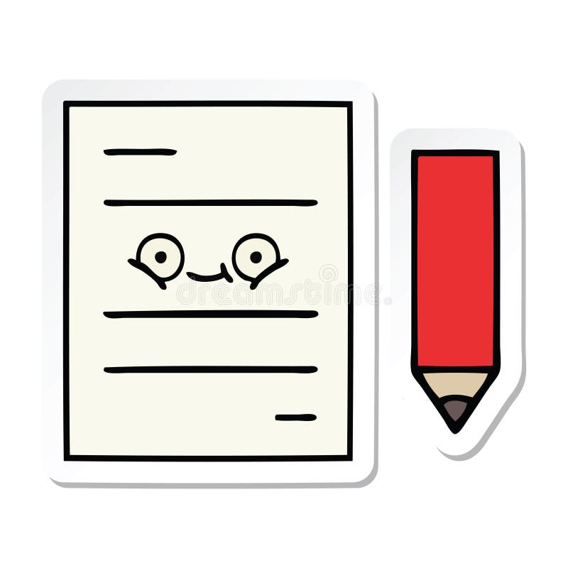 Sticker of a Cute Cartoon Test Paper Stock Vector - Illustration of ...