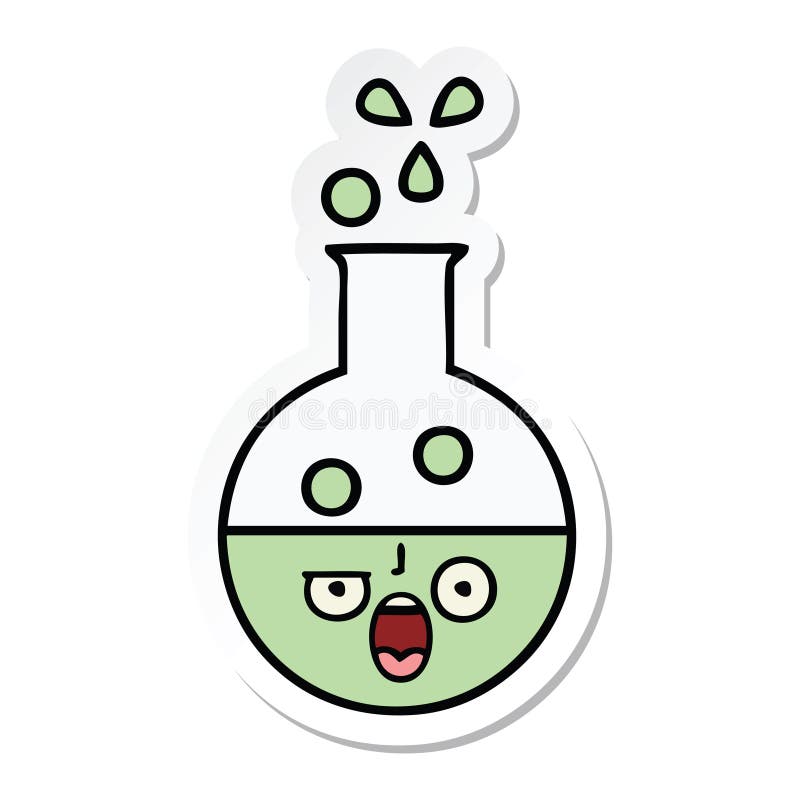 Sticker of a Cute Cartoon Test Tube Stock Vector - Illustration of ...