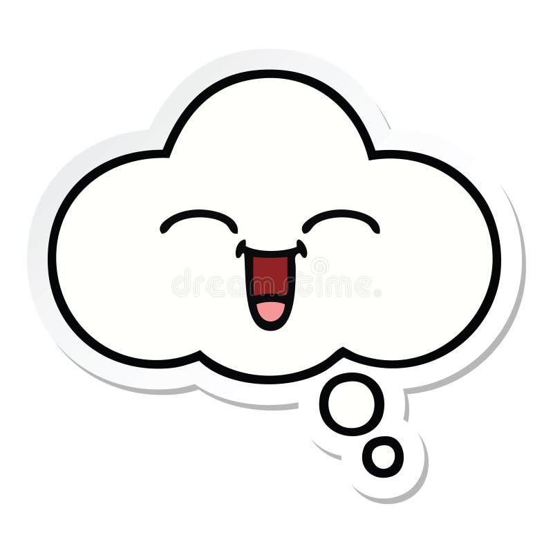 Sticker of a Cute Cartoon Thought Bubble Stock Vector - Illustration of ...