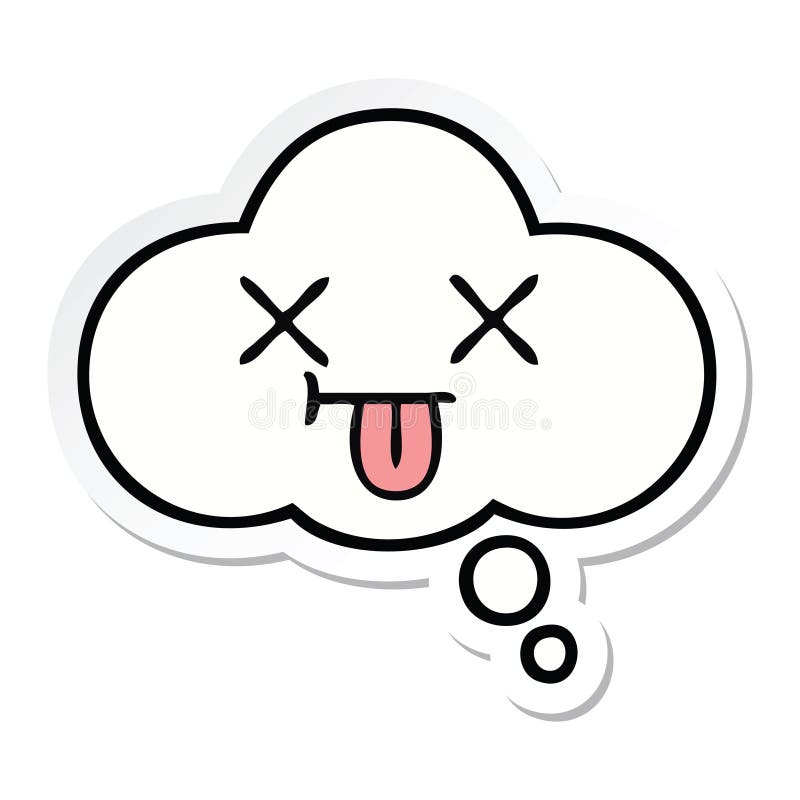 Sticker of a Cute Cartoon Thought Bubble Stock Vector - Illustration of ...