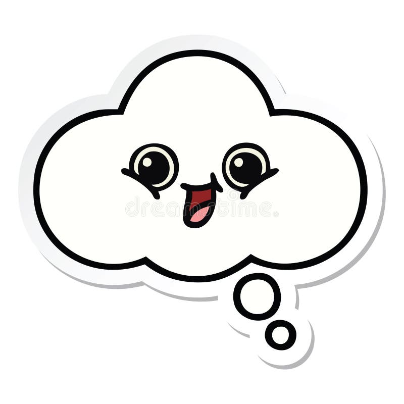 Sticker of a Cute Cartoon Thought Bubble Stock Vector - Illustration of ...