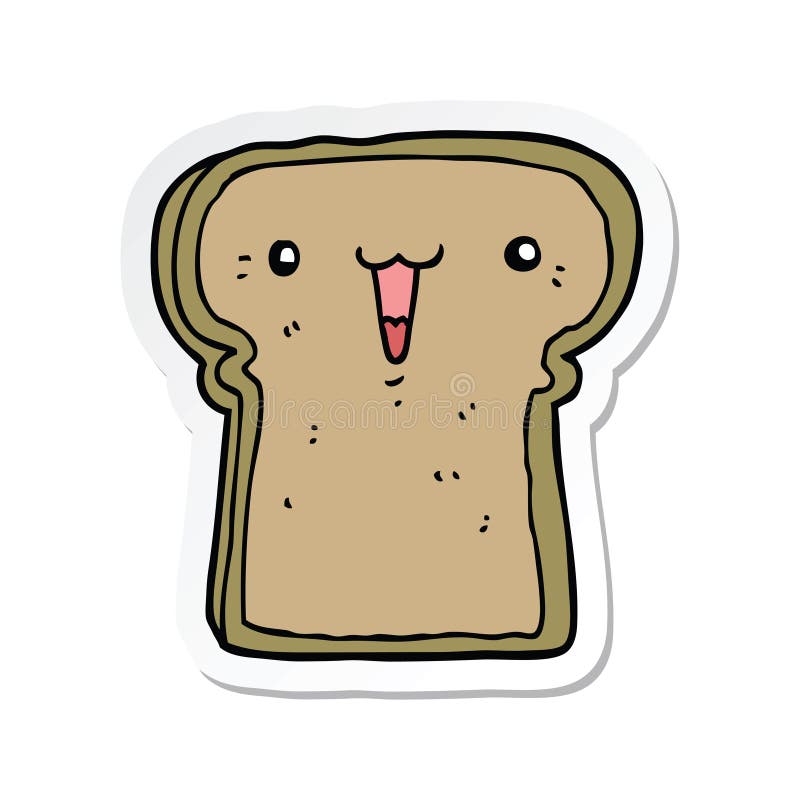 Sticker of a Cute Cartoon Toast Stock Vector - Illustration of bread ...
