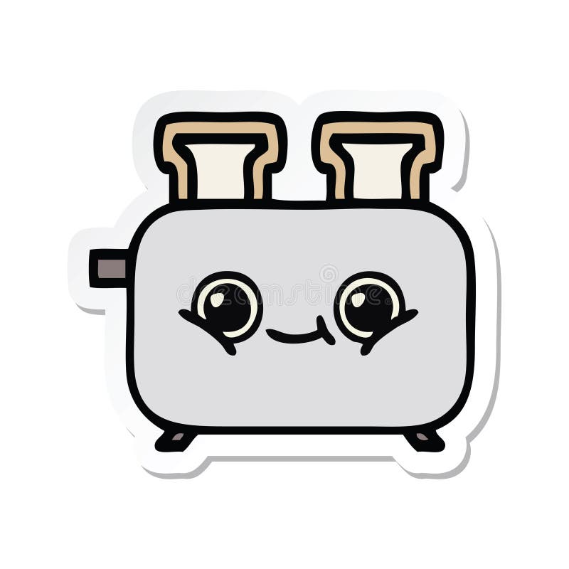 Sticker of a Cute Cartoon of a Toaster Stock Vector - Illustration of ...