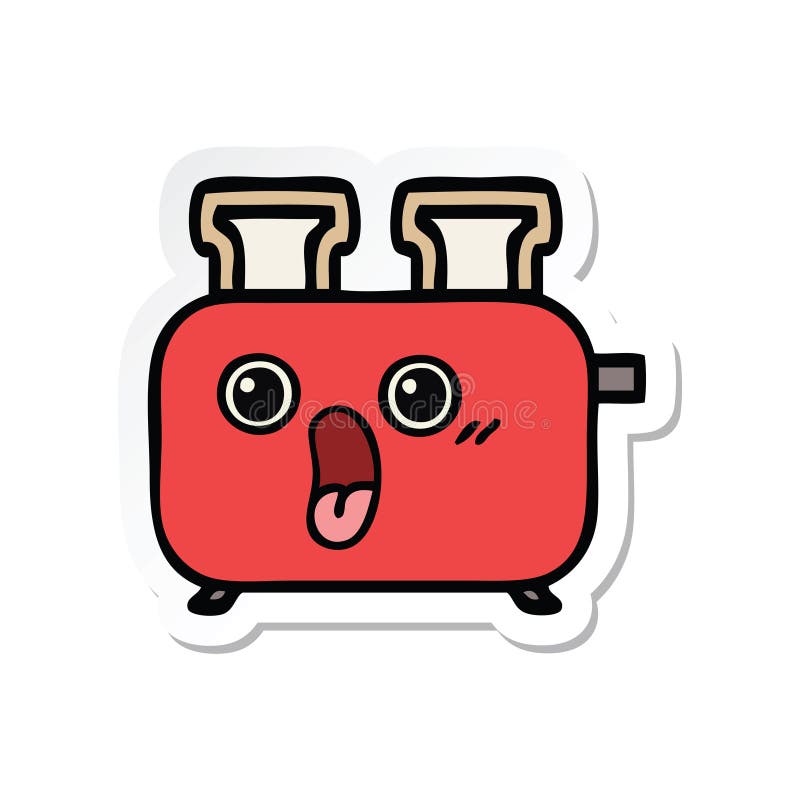 Sticker of a Cute Cartoon of a Toaster Stock Vector - Illustration of ...