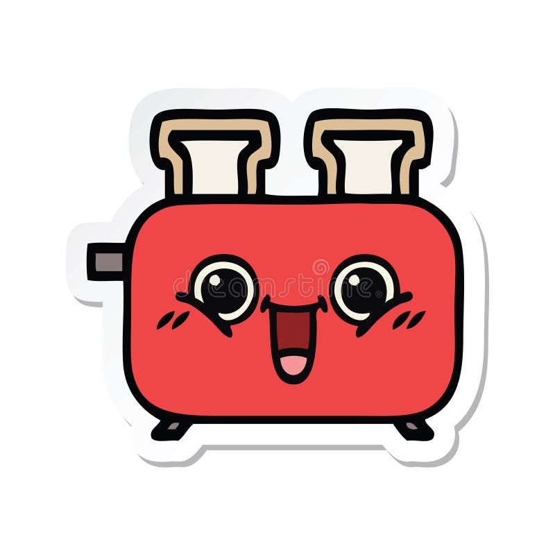 Sticker of a Cute Cartoon of a Toaster Stock Vector - Illustration of ...