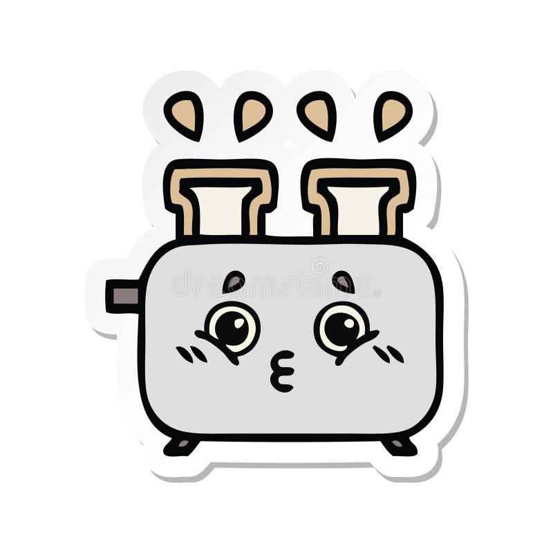 Sticker of a Cute Cartoon of a Toaster Stock Vector - Illustration of ...