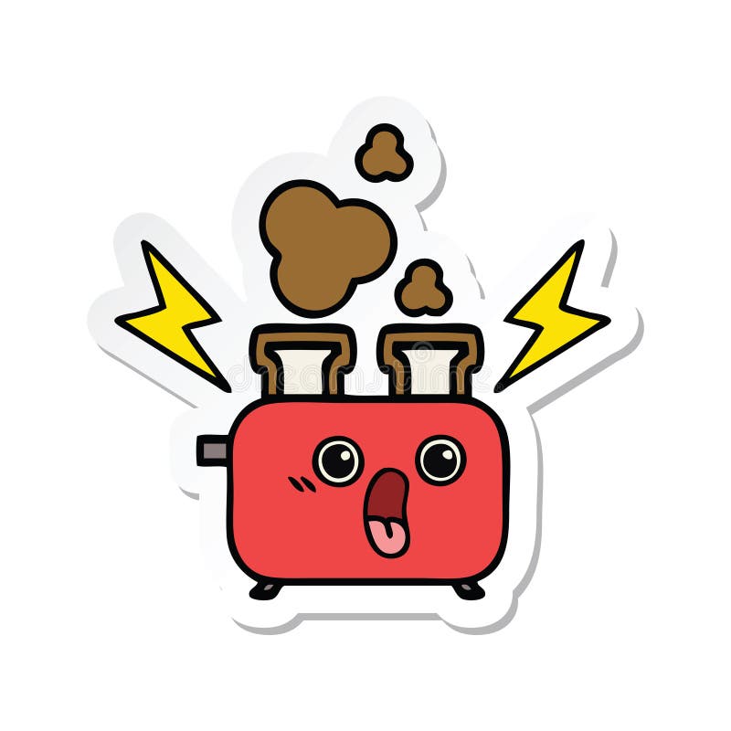Sticker of a Cute Cartoon of a Toaster Stock Vector - Illustration of ...