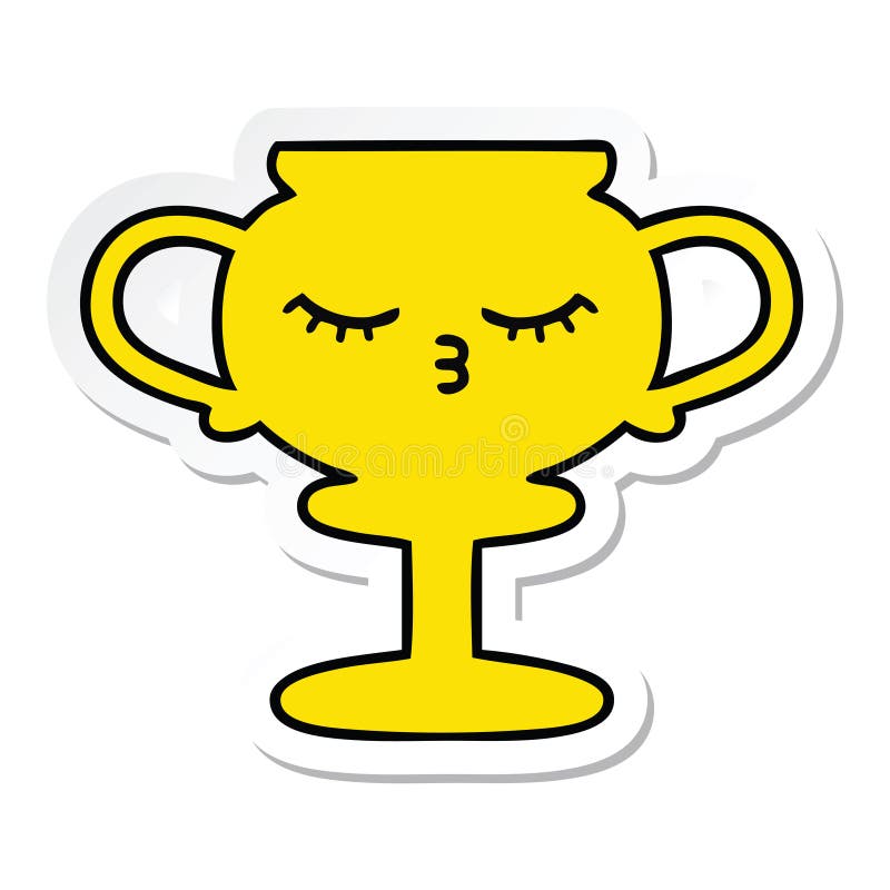 Sticker of a Cute Cartoon Trophy Stock Vector - Illustration of clip ...