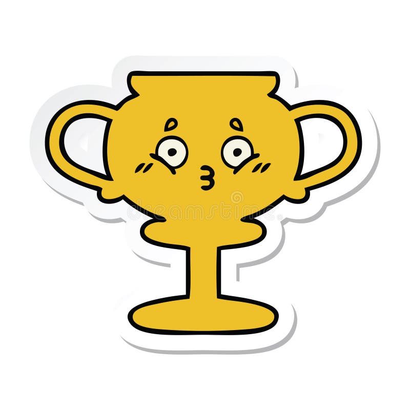 Sticker of a Cute Cartoon Trophy Stock Vector - Illustration of trophy ...