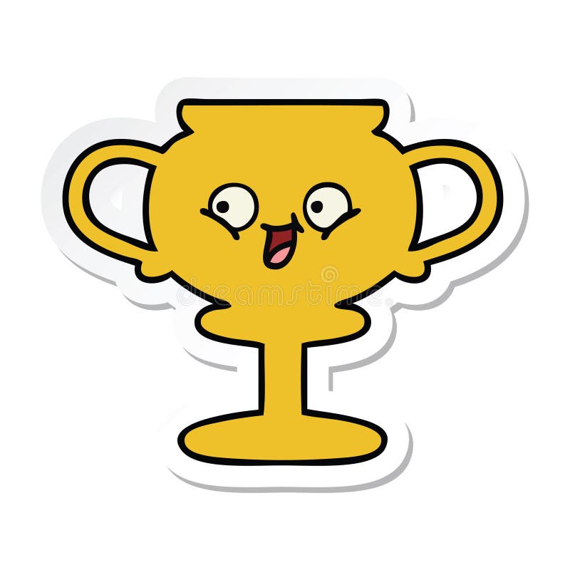 Sticker Of A Cute Cartoon Trophy Stock Vector - Illustration of : 147647101