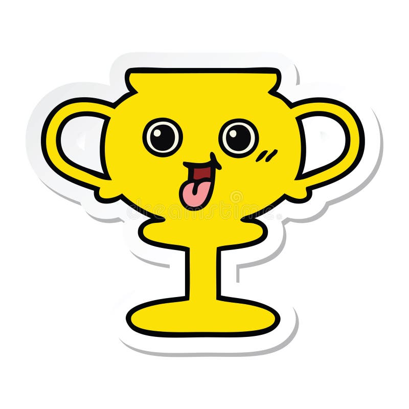 Sticker of a Cute Cartoon Trophy Stock Vector - Illustration of label ...