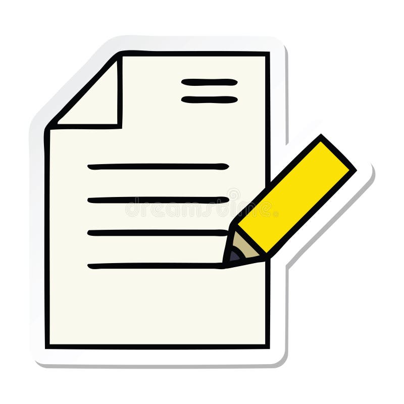 Sticker of a Cute Cartoon of Writing a Document Stock Vector ...