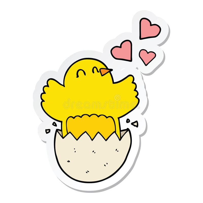 Sticker of a Cute Hatching Chick Cartoon Stock Vector - Illustration of ...