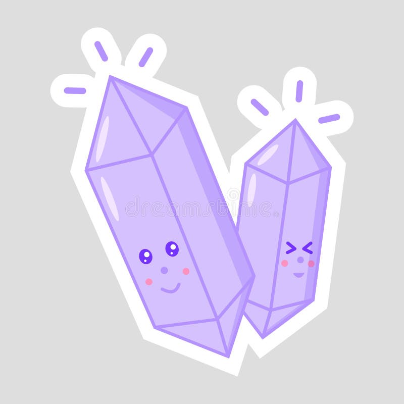 Sticker with Cute Magic Crystals, Cartoon Style Vector for Kids Stock ...
