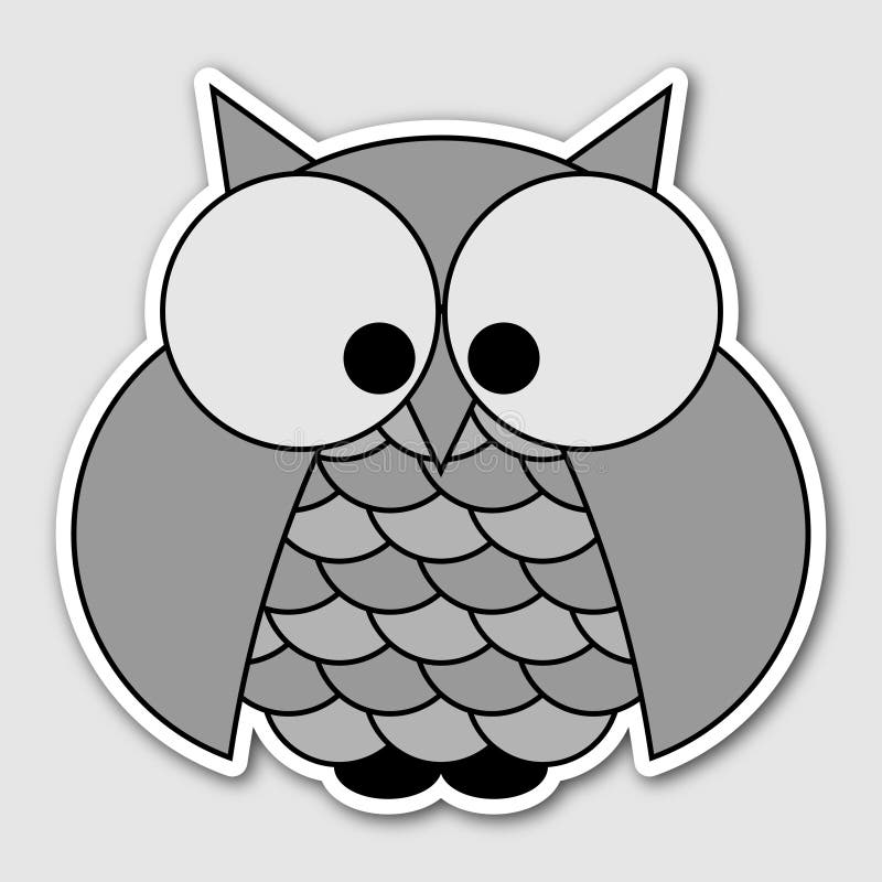 Sticker Cute Owl Big Squinting Eyes Stock Illustrations – 3 Sticker ...
