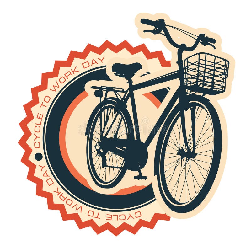 Sticker for Cycle To Work Day Stock Vector - Illustration of lifestyle ...