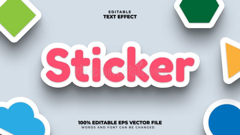 Sticker 3D Text Effect, Editable Text Effect Stock Vector ...