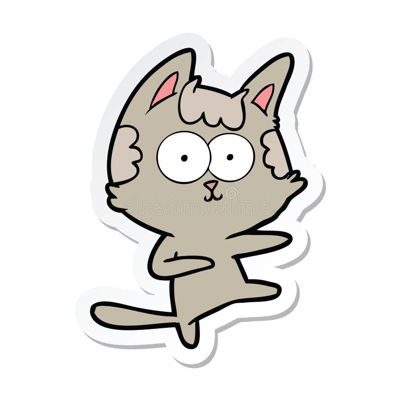 Sticker of a Dancing Cartoon Cat Stock Vector - Illustration of quirky ...