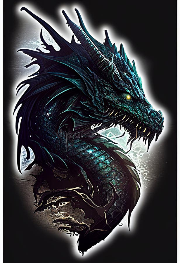 Dragon in a Dark Color. AI Generated Stock Illustration - Illustration ...