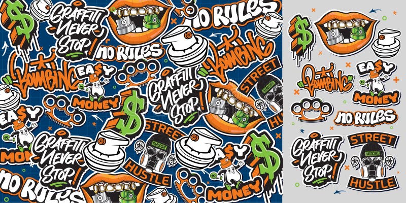 Colorful Graffiti Art Vector Sticker Pack Illustrations Stock Vector ...