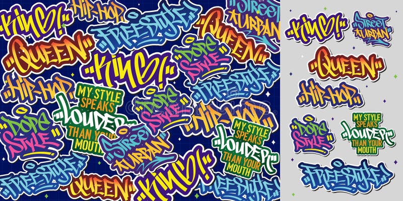 Colorful Graffiti Art Vector Sticker Pack Illustrations Stock Vector ...