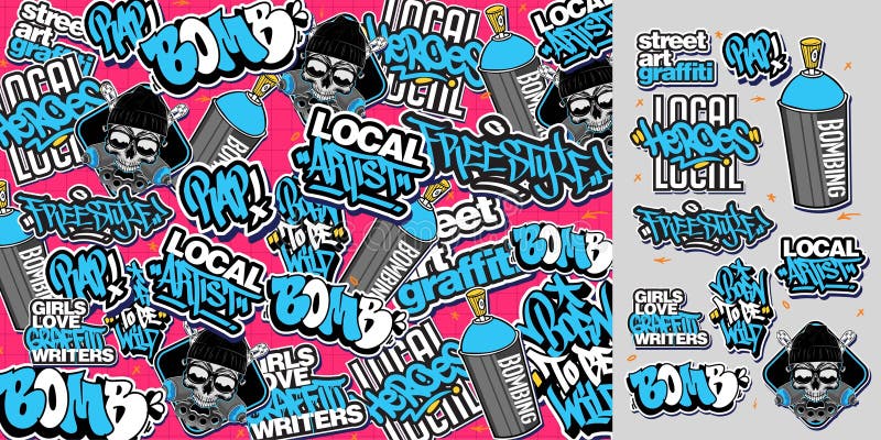 Colorful Graffiti Art Vector Sticker Pack Illustrations Stock Vector ...
