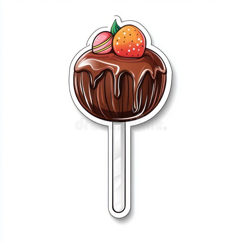 Sticker Design of Chocolate Cake on a Stick Stock Illustration ...