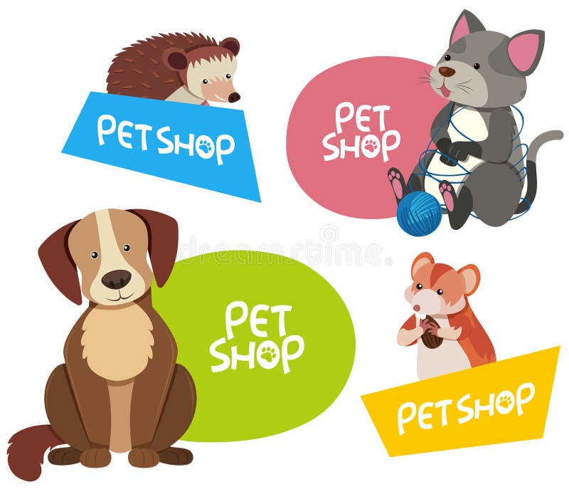 Sticker Design for Different Types of Pets Stock Vector - Illustration ...