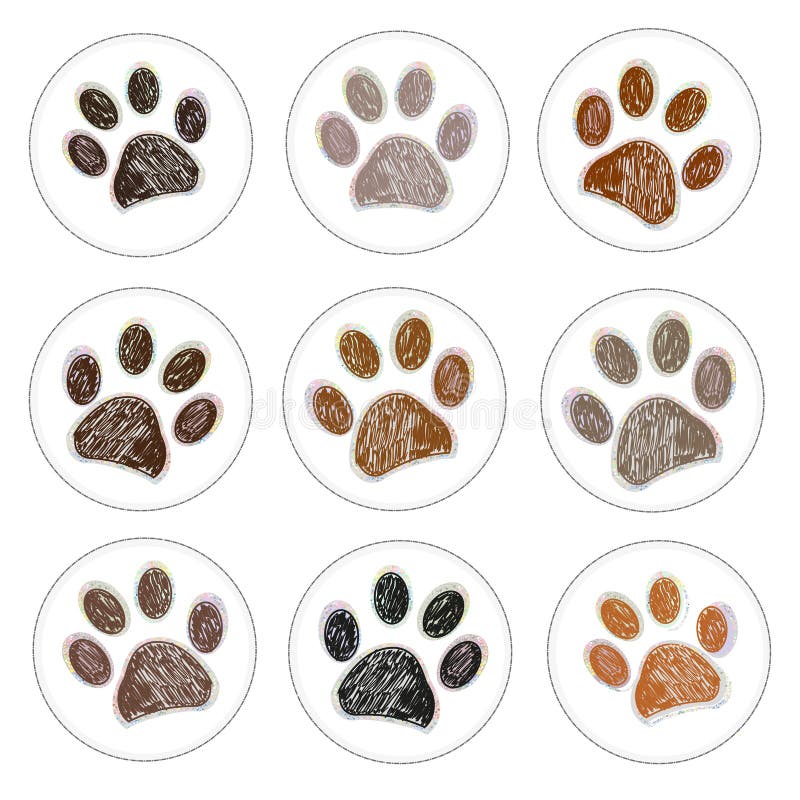 Sticker Design Doodle Paw Prints II Stock Illustration - Illustration ...