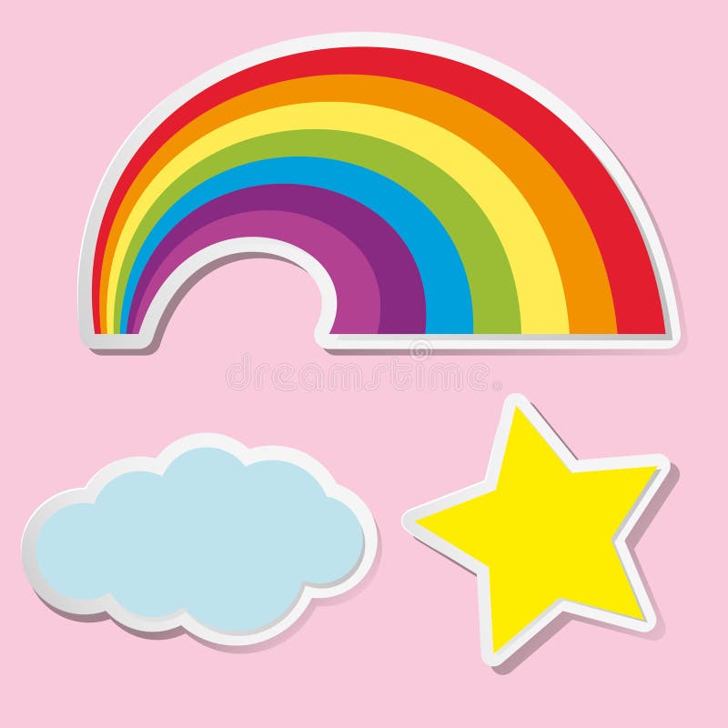 Sticker Design for Rainbow and Cloud Stock Vector - Illustration of ...