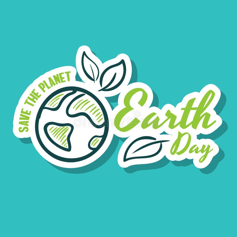 Sticker Earth Day Save the Planet Stock Vector - Illustration of ...