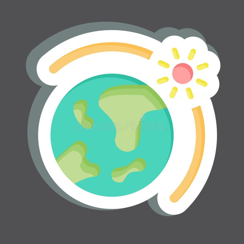 Sticker Earth Sun. Related To Space Symbol. Simple Design Editable ...
