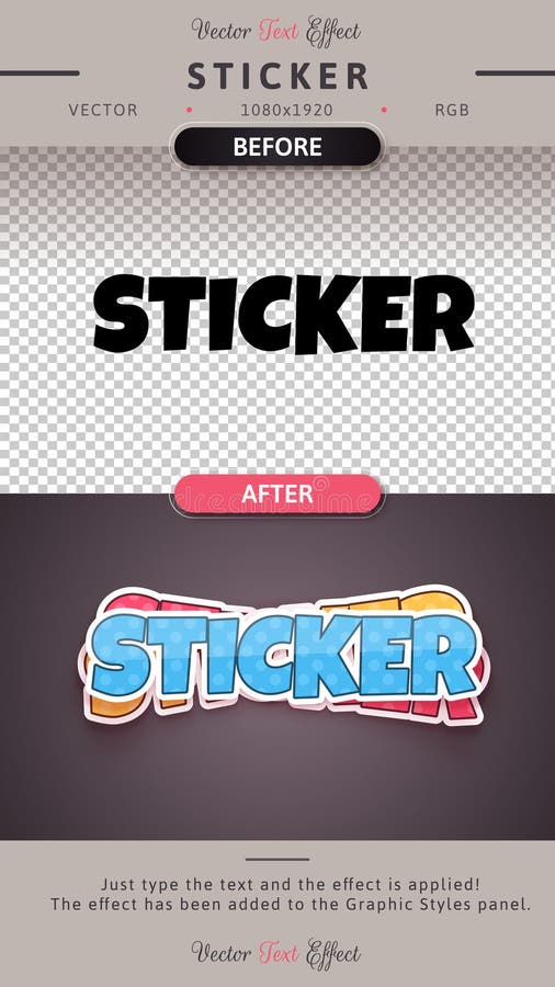 Sticker - Editable Text Effect, Font Style Stock Vector - Illustration ...
